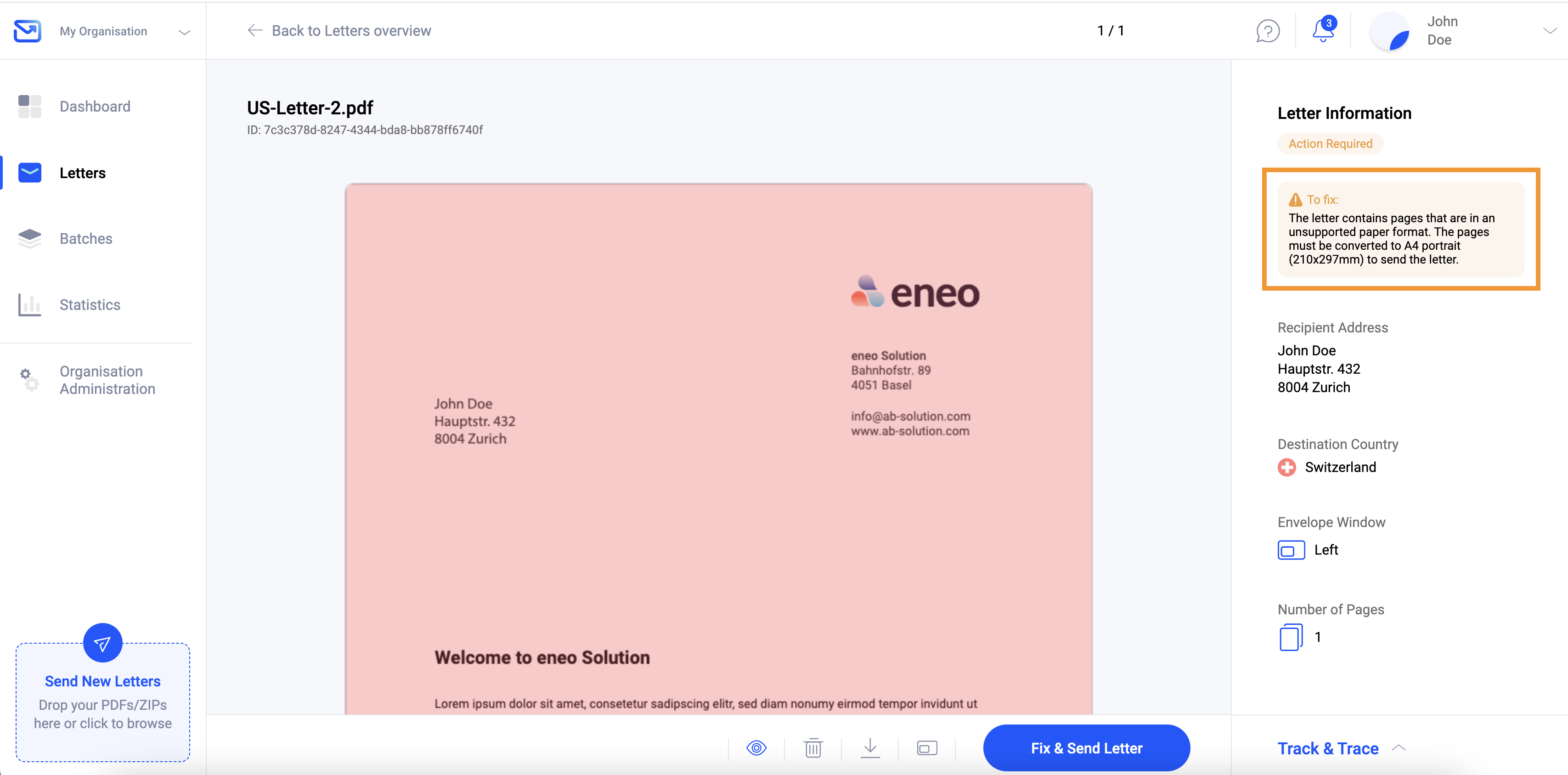 Pages in Invalid Paper Format | Pingen Help Center