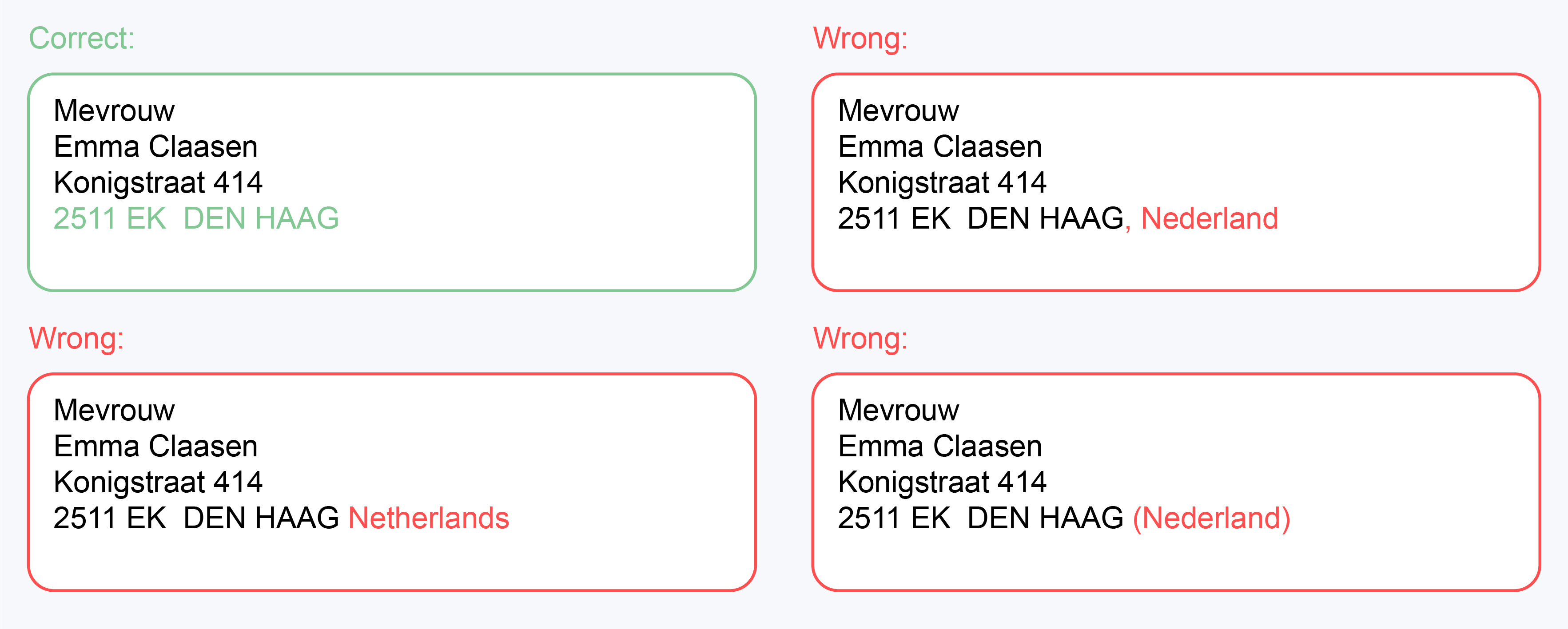 Adressanforderungen PostNL (Niederlande) | Pingen Hilfe-Center