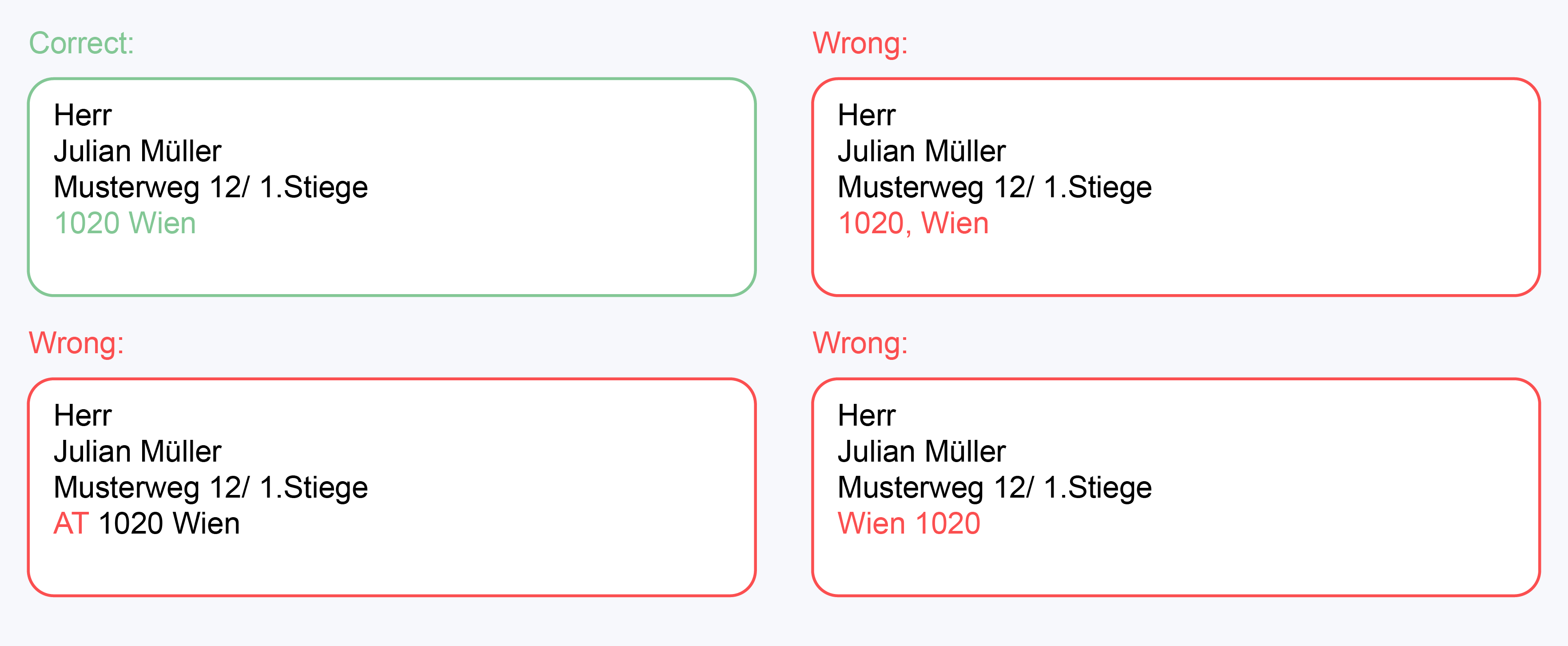 Address requirements Österreichische Post (Austria) | Pingen Help Center